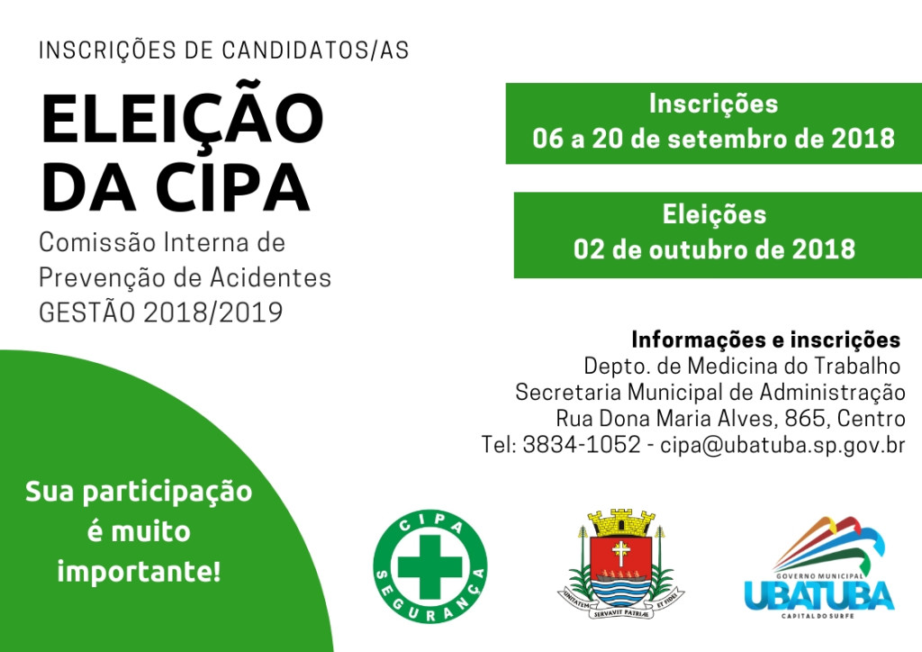 Candidatos à CIPA da Prefeitura de Ubatuba podem se inscrever até 20 de ...